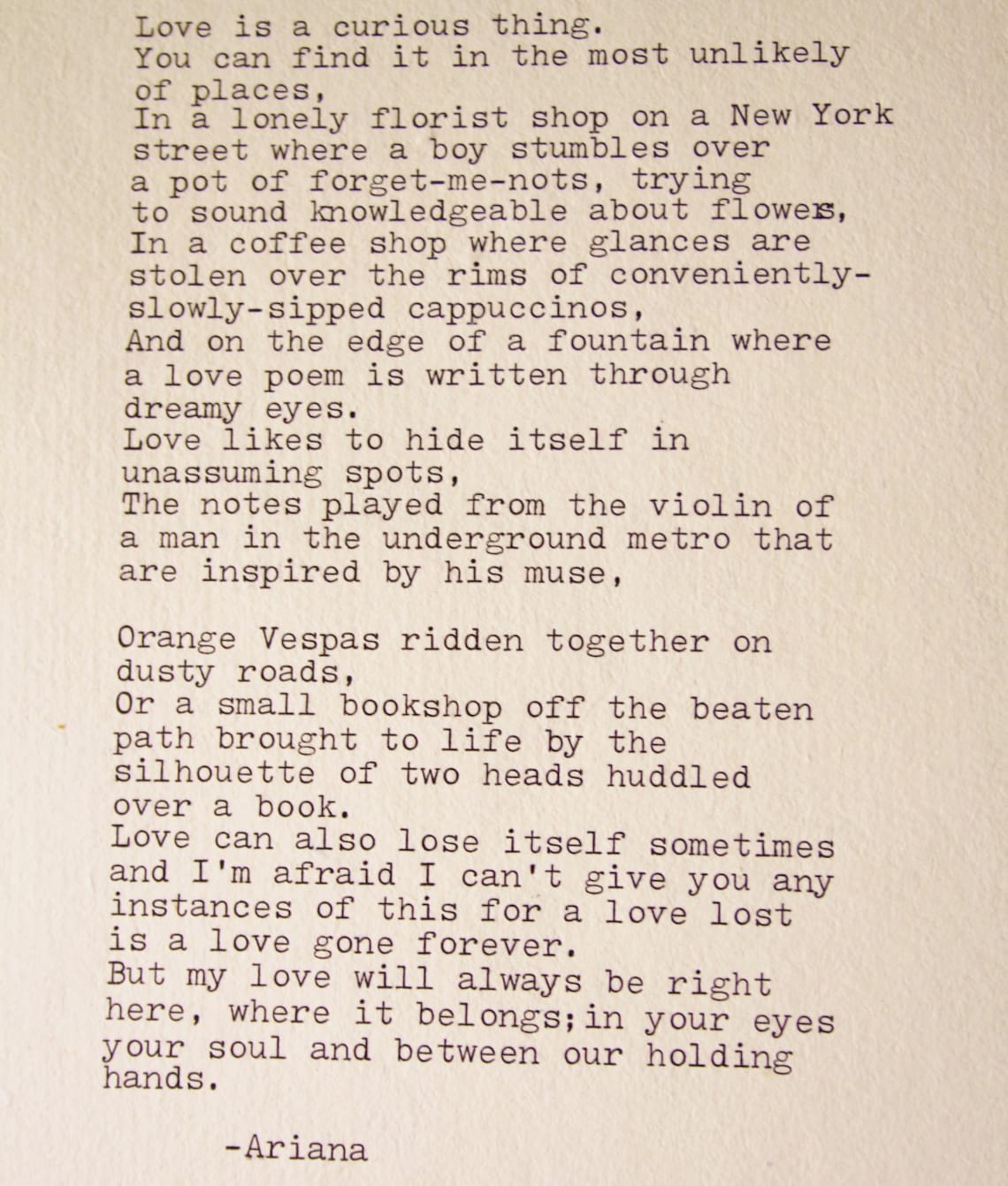 Love Poem Original Poetry Love Letter Love Note Typewritten Poem ...