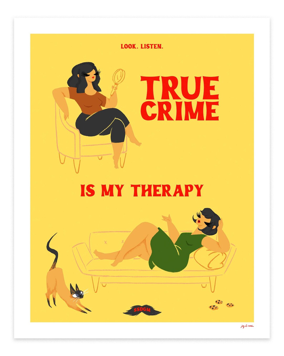 My Favorite Murder Wall Art, True Crime Therapy Print, MFM Illustration ...