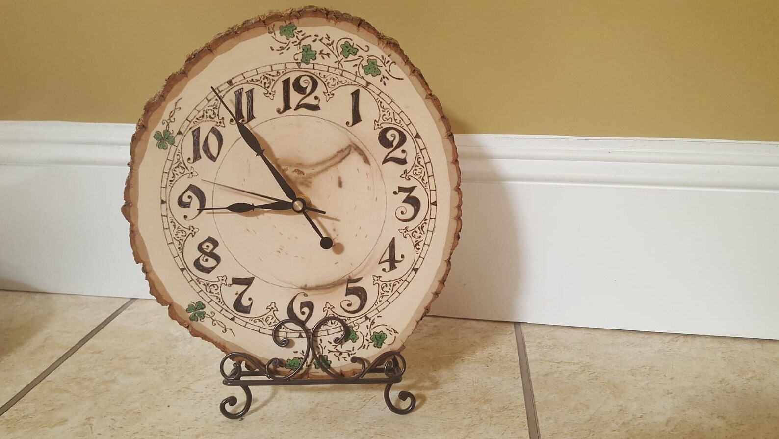 Rustic Wood Clock // Wooden Desk Clock // Wood Burned Clock // Wood ...