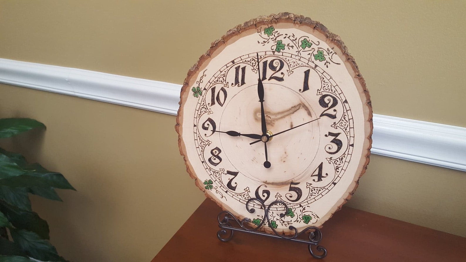 Rustic Wood Clock // Wooden Desk Clock // Wood Burned Clock // Wood ...
