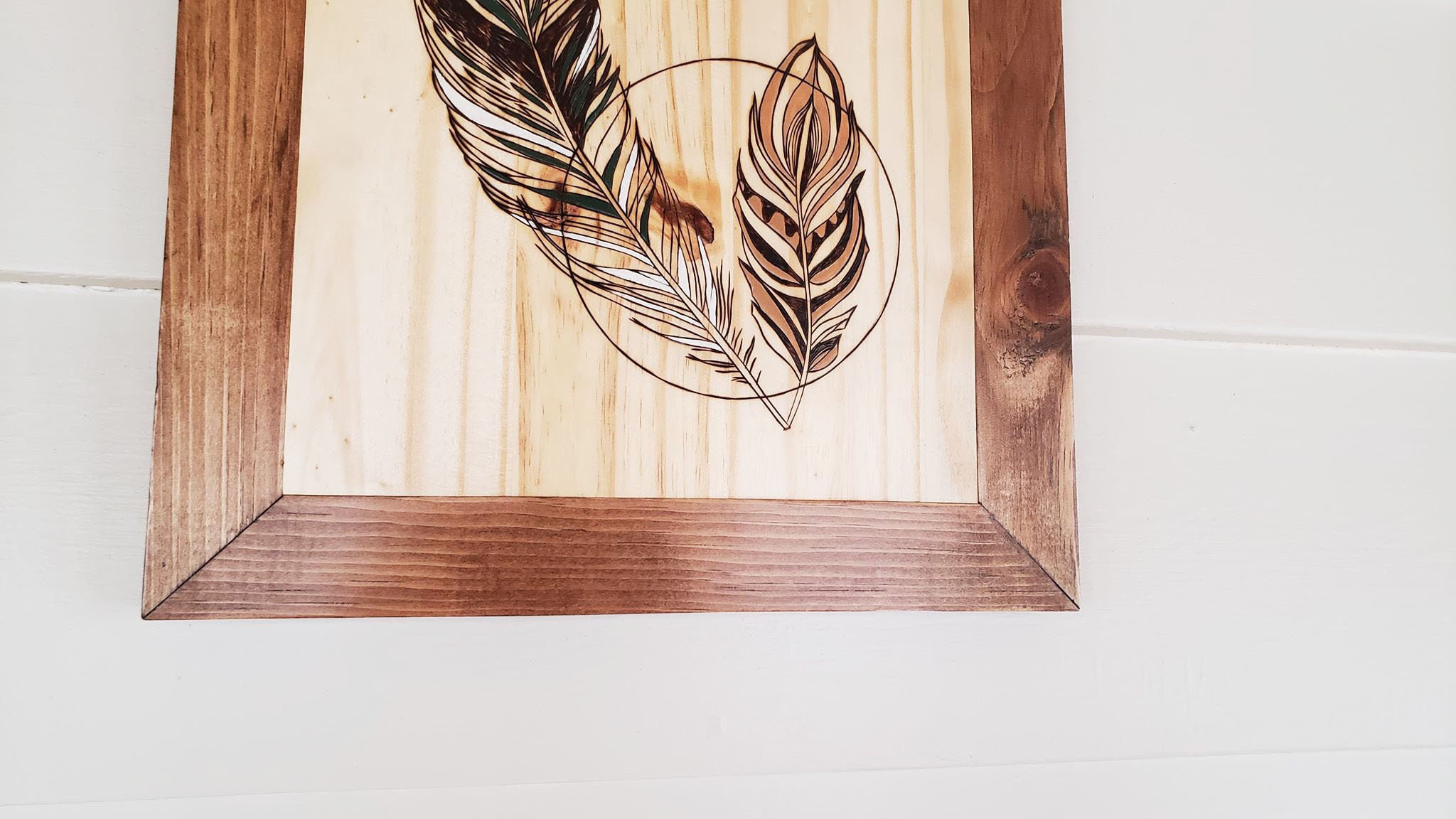 Painted Feathers // Wood Burning Art // Pyrography // Framed - Etsy UK