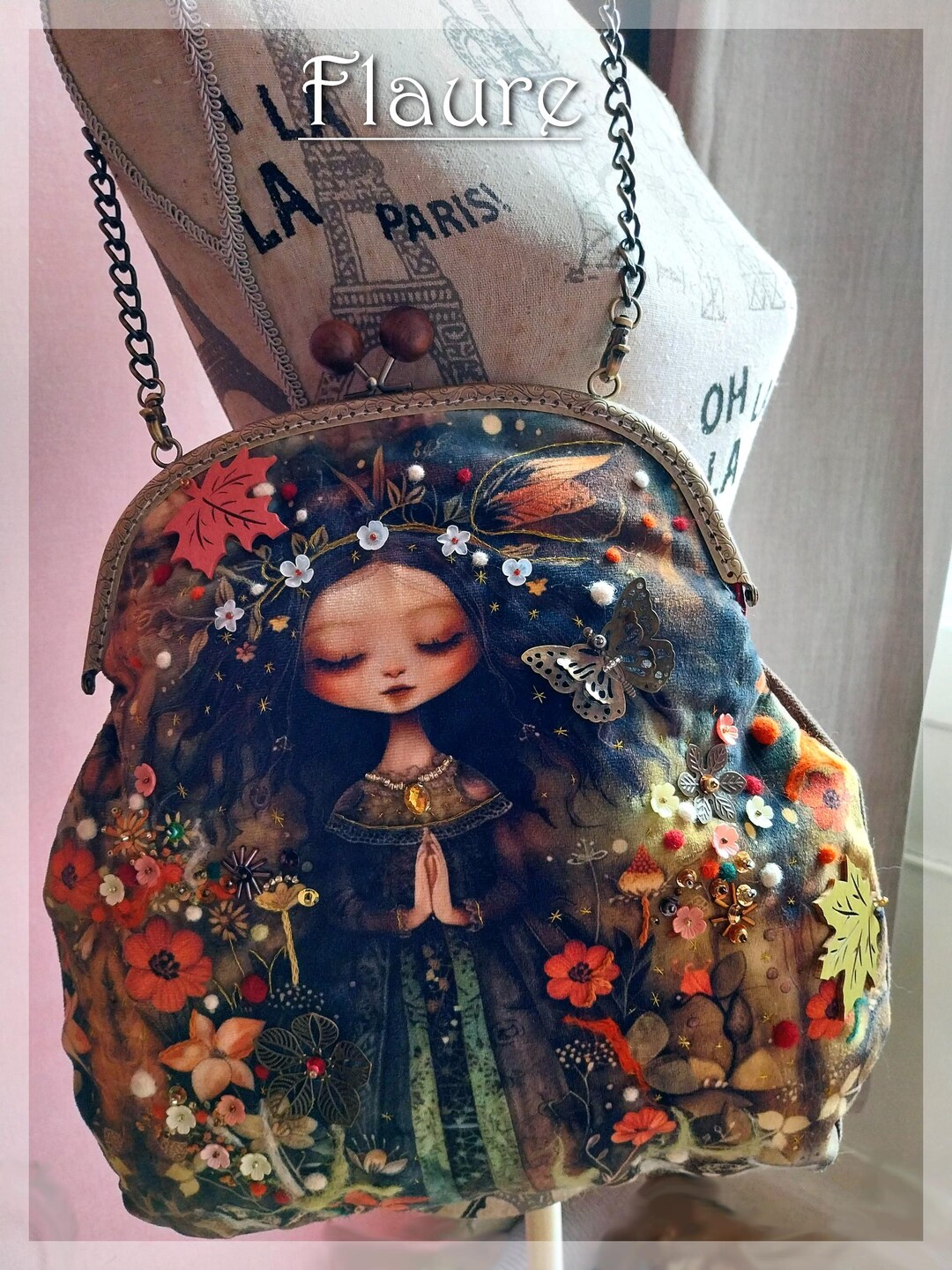 Embroidered Bag Little Witch, Handbag, Fairy Hand, Witch, Wicca Bag ...