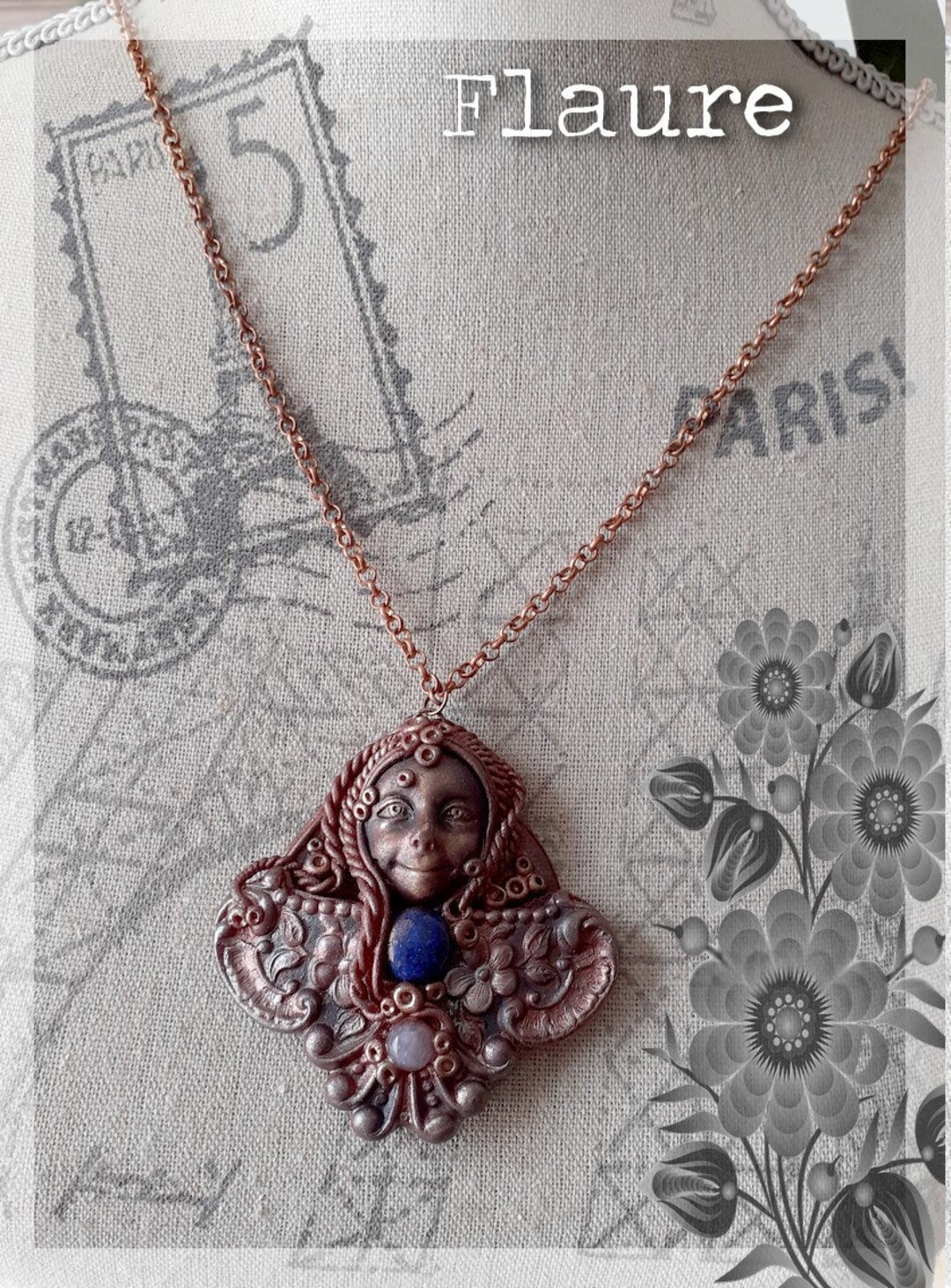 Spiritual Pendant Necklace "forest Sprite 2", Lapis Lazuli, Amethyst ...