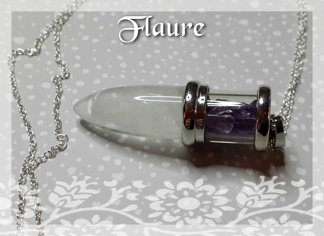 Pendulum Rock Crystal and Amethyst Pendant Necklace, 925 Silver ...