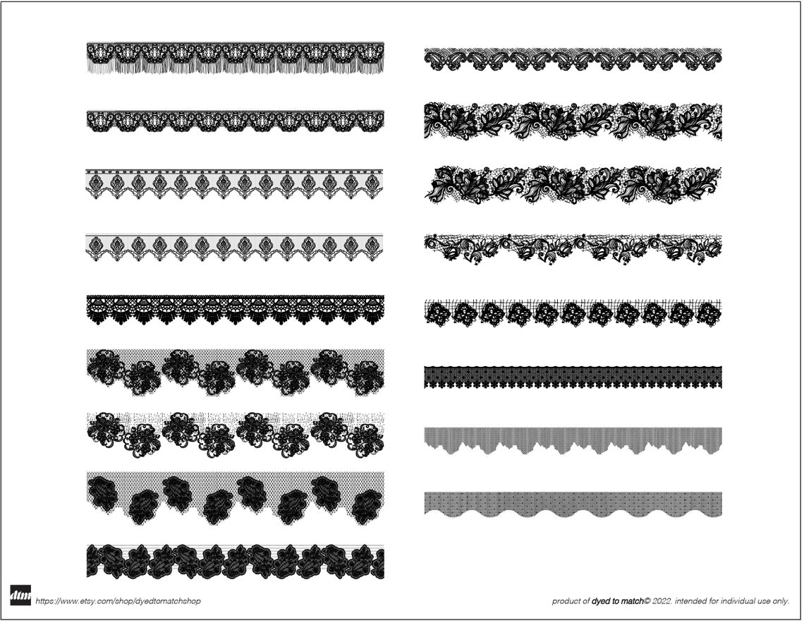 Lace Pattern Swatch and Brush Library for Adobe Illustrator (15 Pack ...