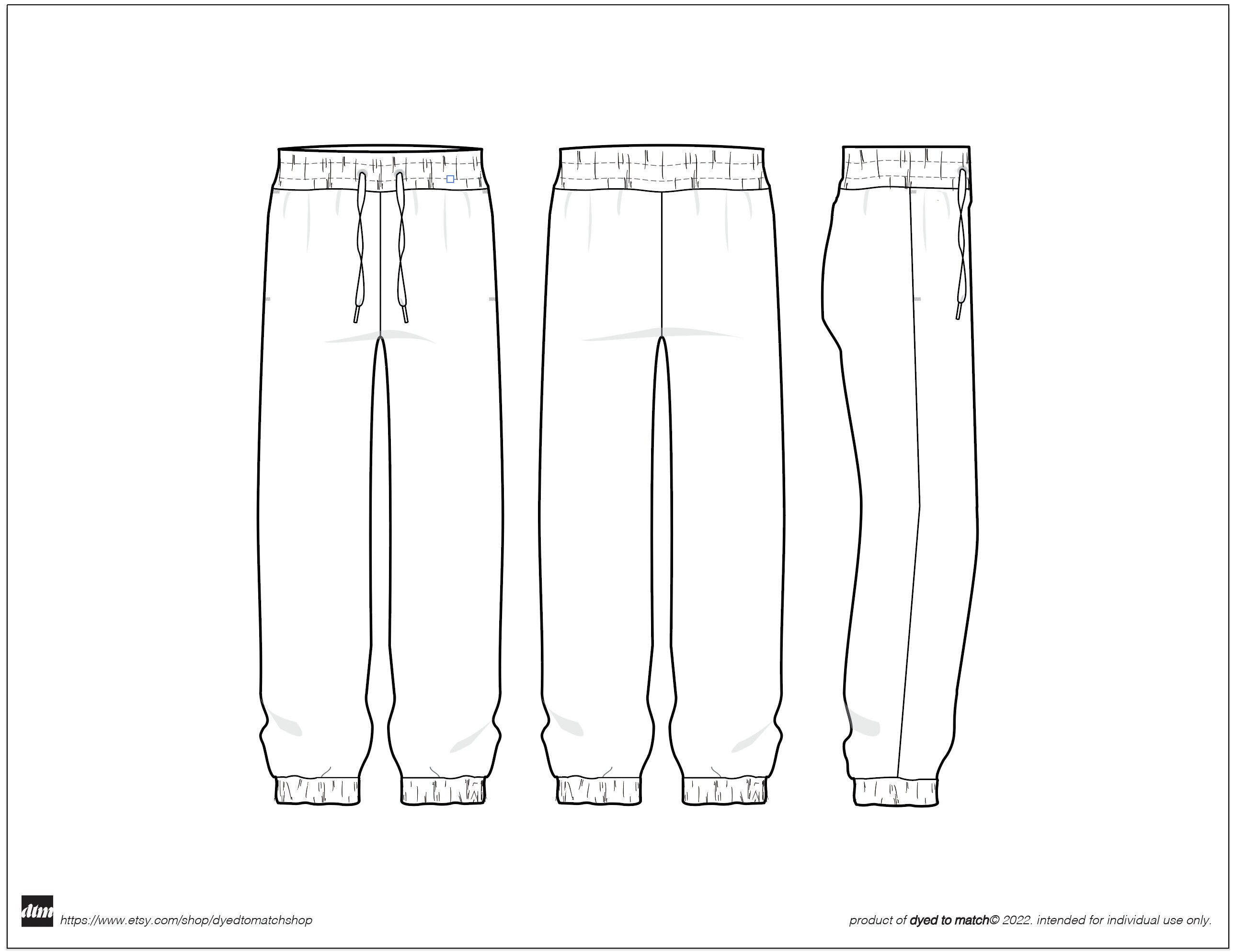 Vector Flat Cads for Adobe Illustrator- SWEATPANT - Etsy