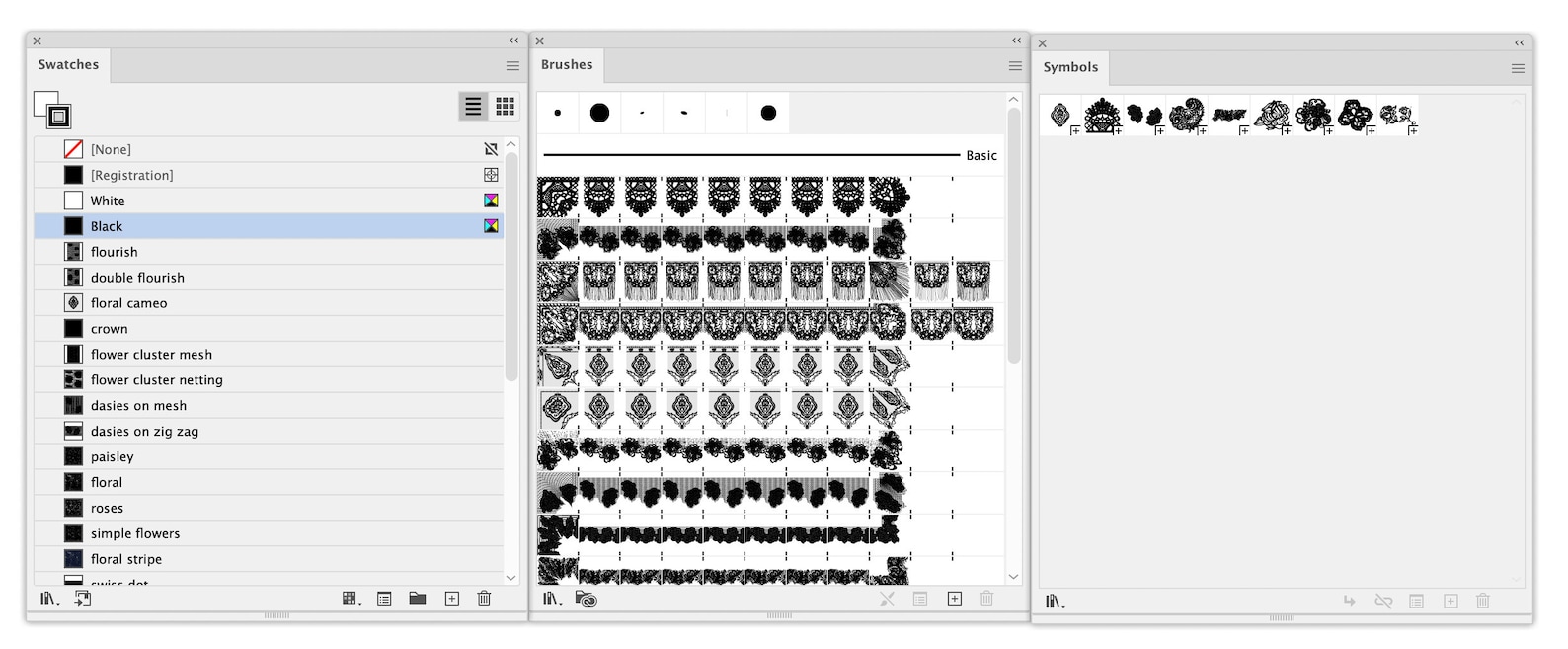 Lace Pattern Swatch and Brush Library for Adobe Illustrator (15 Pack ...