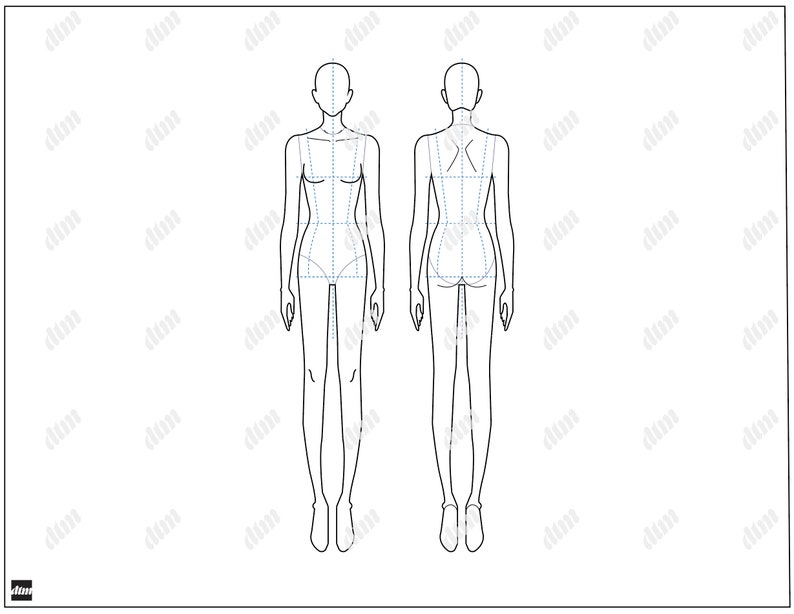 Basic Womens Croqui and Template (design Flat)-editable in Adobe ...