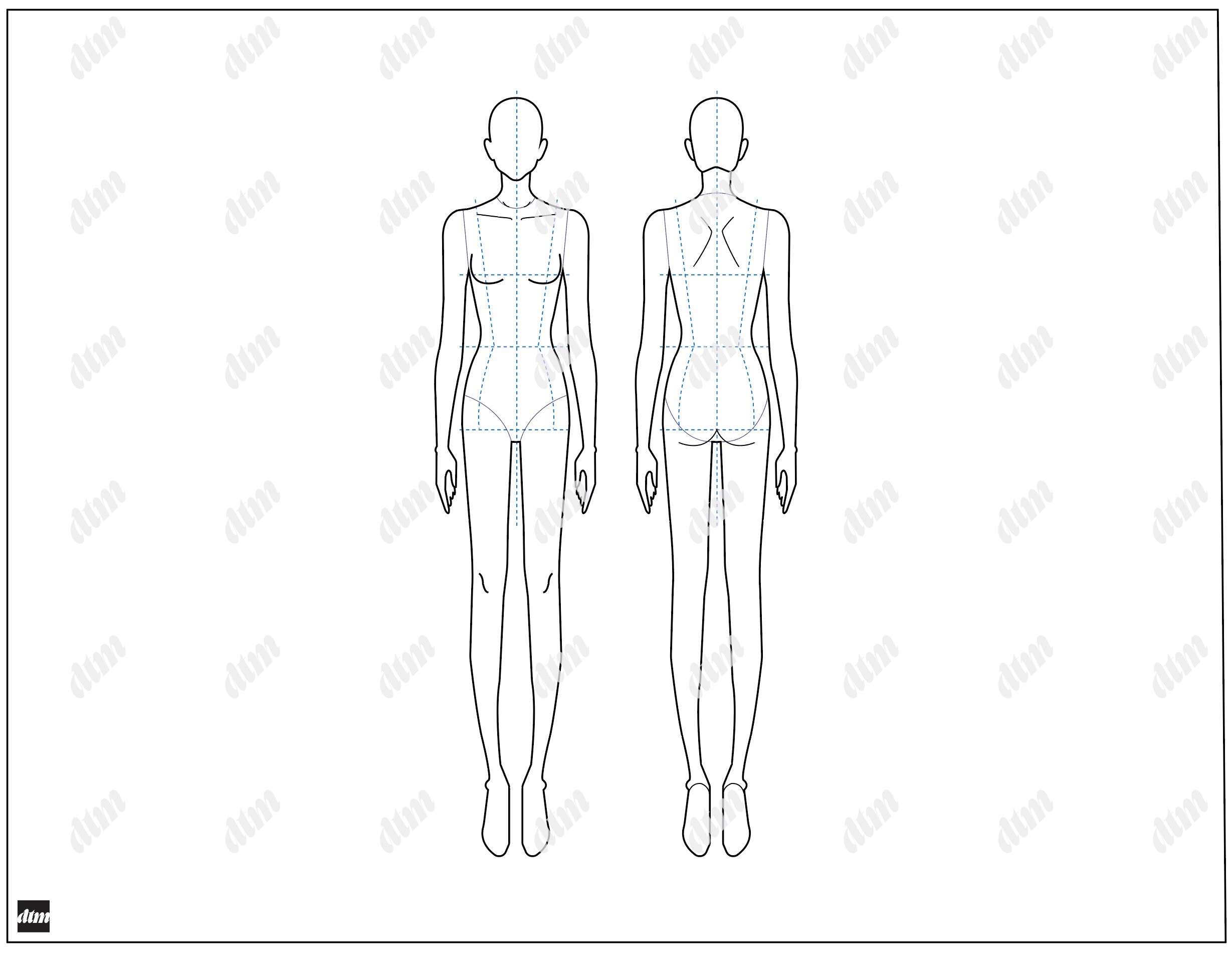 Basic Womens Croqui and Template (design Flat)-editable in Adobe ...