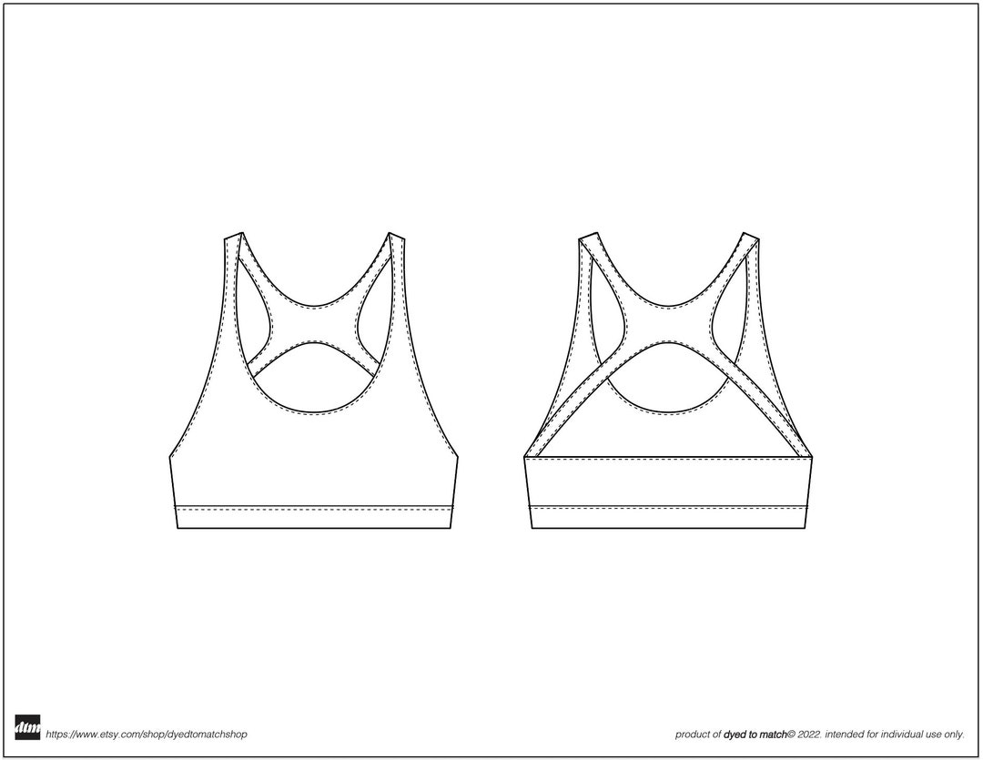Vector Flat CAD for Adobe Illustrator- SPORTS BRA - Etsy