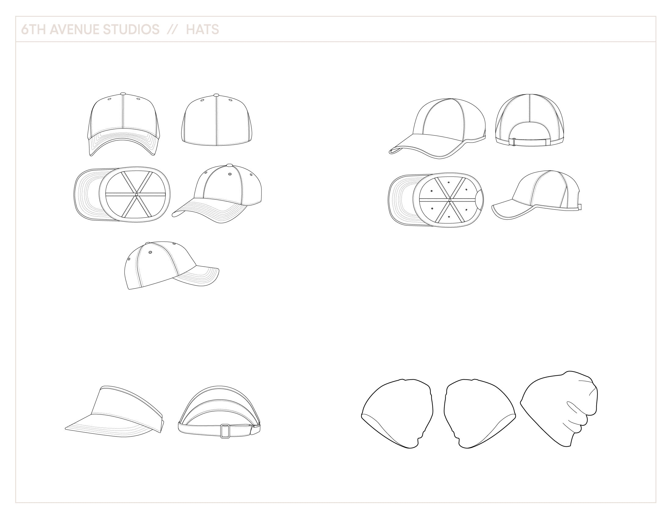 Vector Flat Cads for Adobe Illustrator- HATS - Etsy