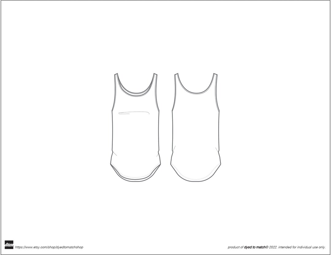Vector Flat CAD for Adobe Illustrator- WOMENS TANK - Etsy
