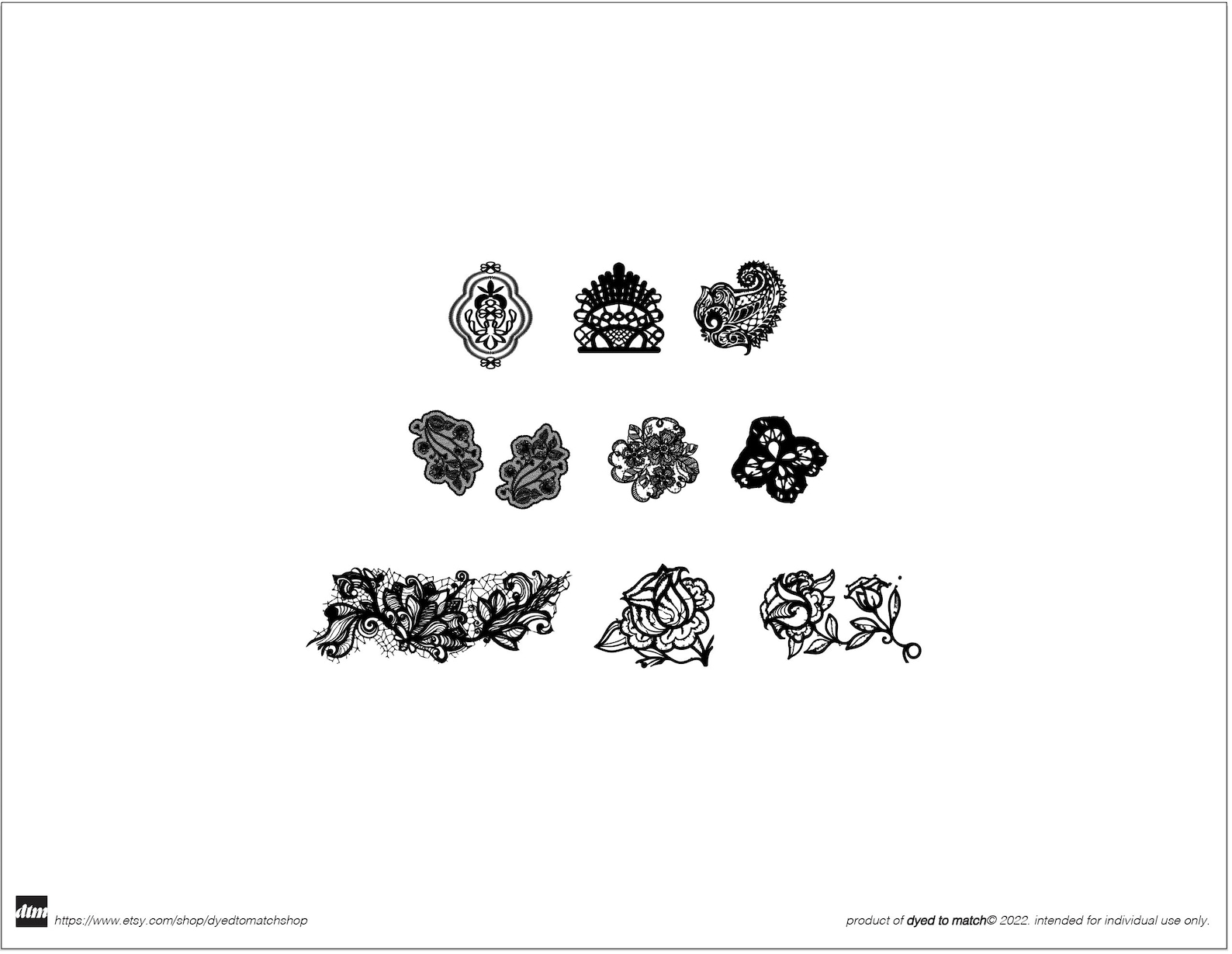 Lace Pattern Swatch and Brush Library for Adobe Illustrator (15 Pack ...