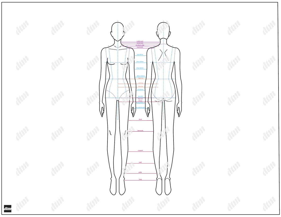 Basic Womens Croqui and Template (design Flat)-editable in Adobe ...