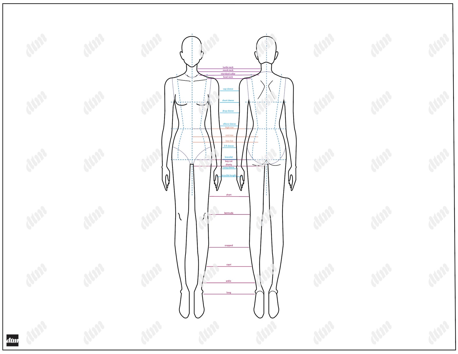 Basic Womens Croqui and Template (design Flat)-editable in Adobe ...