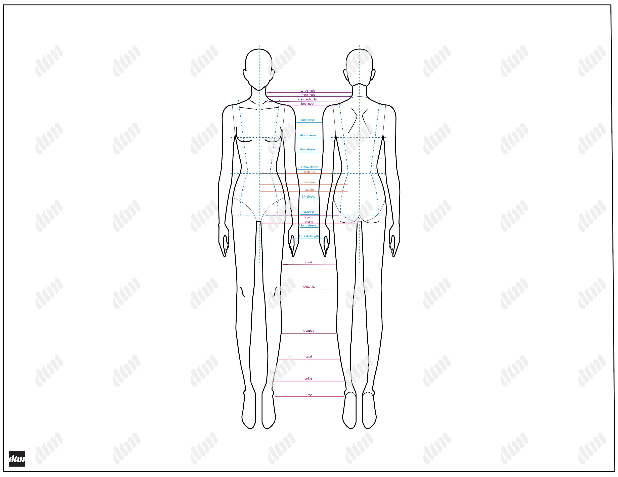 Basic Womens Croqui and Template (design Flat)-editable in Adobe ...