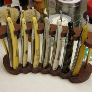 Seven Day Straight Razor Display Stand Engraved Your Choice of Language ...