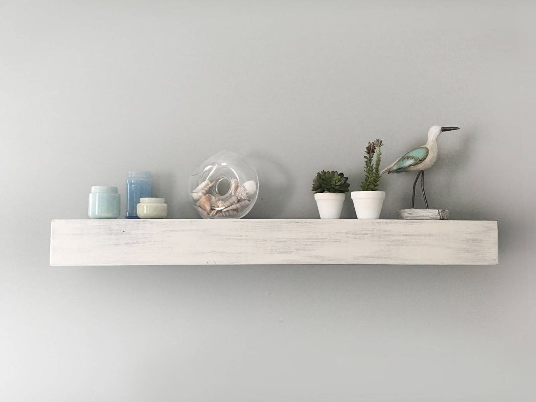 Custom Sizing Extra Long Whitewashed Floating Wood Shelves - Etsy