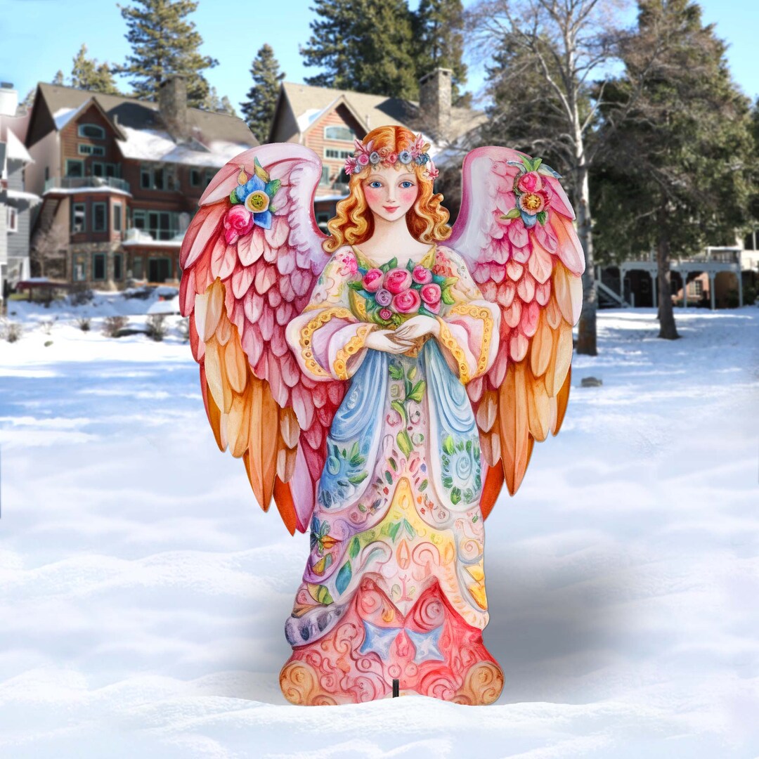 Pink Floral Angel Outdoor Decor by G. Debrekht Nativity Holiday Décor ...