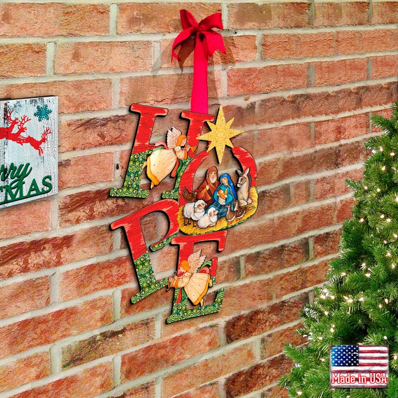 HOPE SIGN NATIVITY Wooden Door Hanger / Wall decor by | Etsy