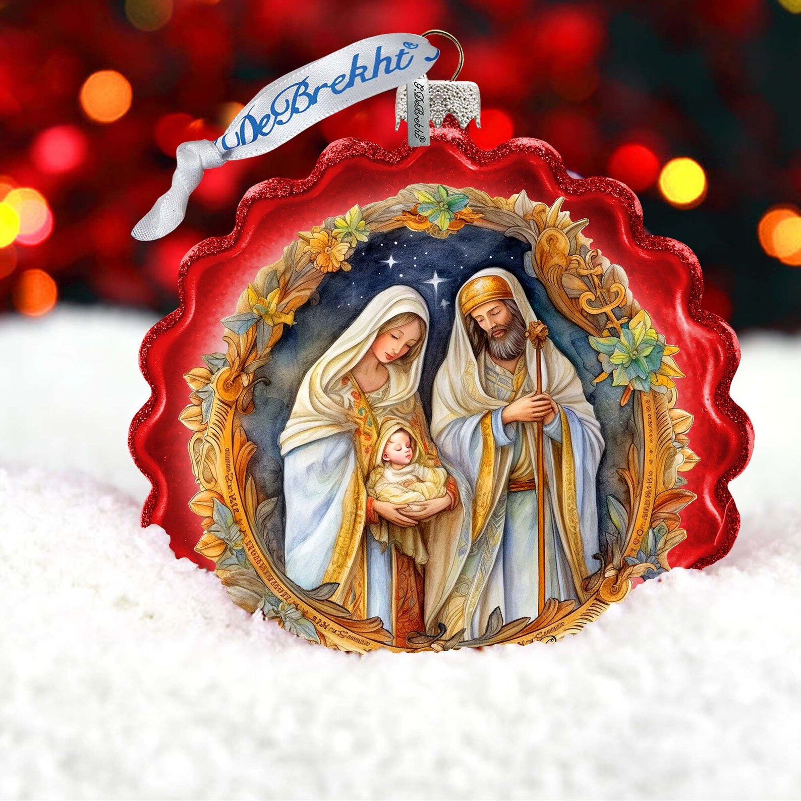 Classic Holy Family Nativity Wreath Ornament - Christmas Mercury Glass ...