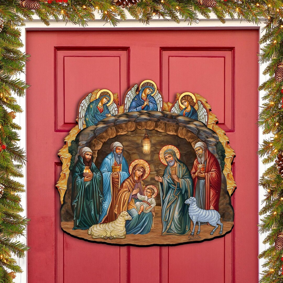 Orthodox Nativity Scene Holiday Door Hanger Wall Decor for Home Garden ...