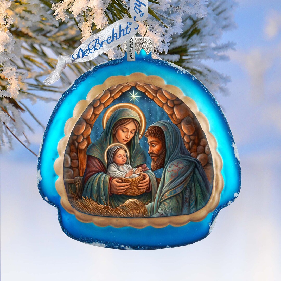 Holy Family Rainbow Mercury Glass Ornament Stained Glass Style Design ...
