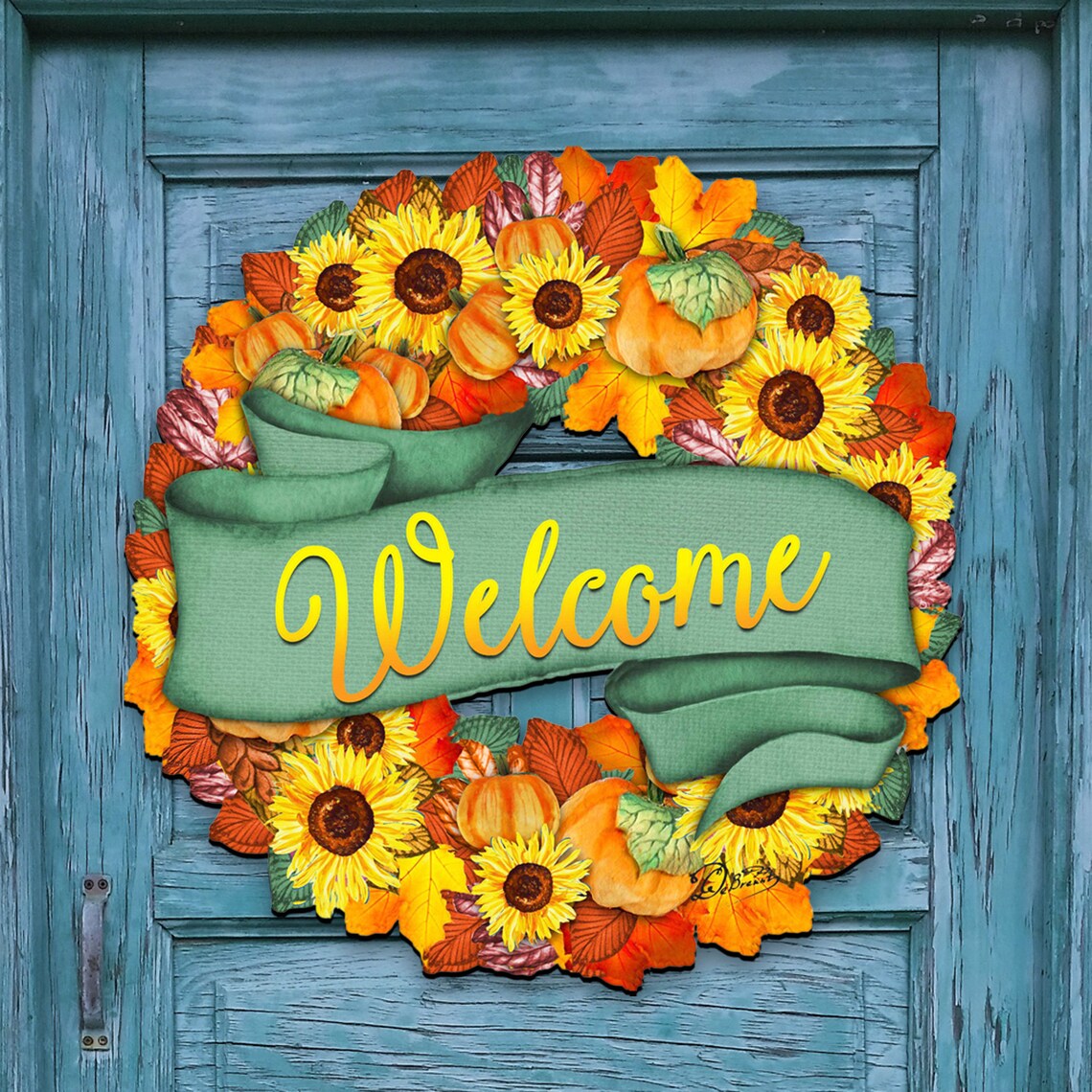 Welcome Sign Autumn Fall Flower Wreath Fall Decor - Etsy