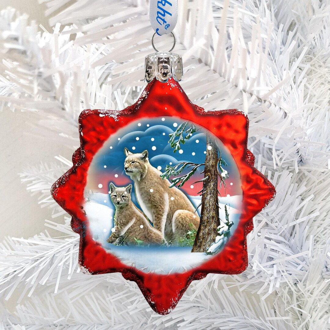 Bobcat Mercury Glass Ornament Nature Wildlife Decor - Handcrafted ...