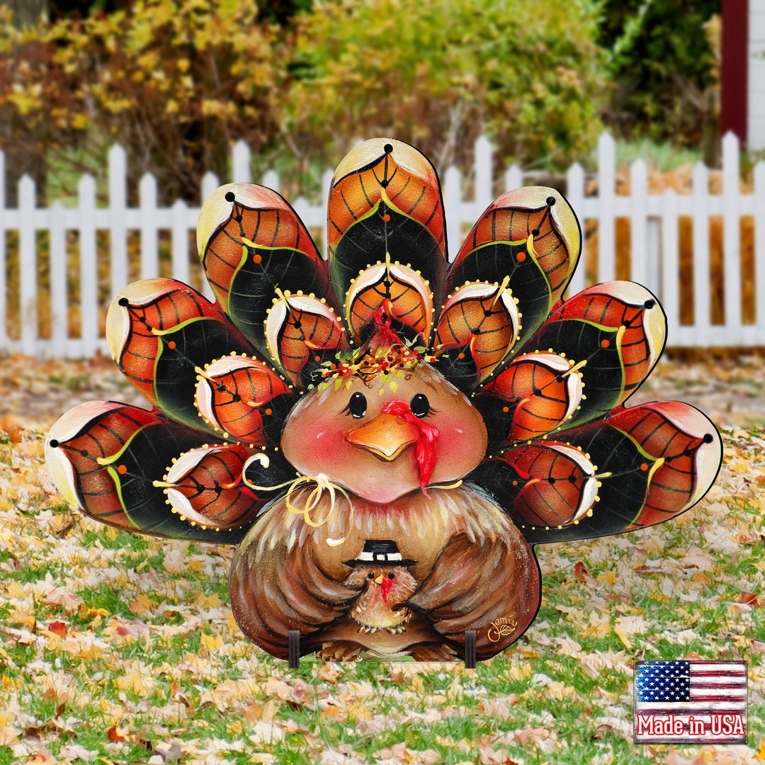 Handcrafted Thanksgiving Turkey Yard Decor - Wooden Outdoor Turkey ...