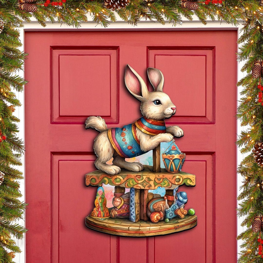 Carousel Bunny Toys Holiday Door Decor Home Garden Wall Kids Room ...