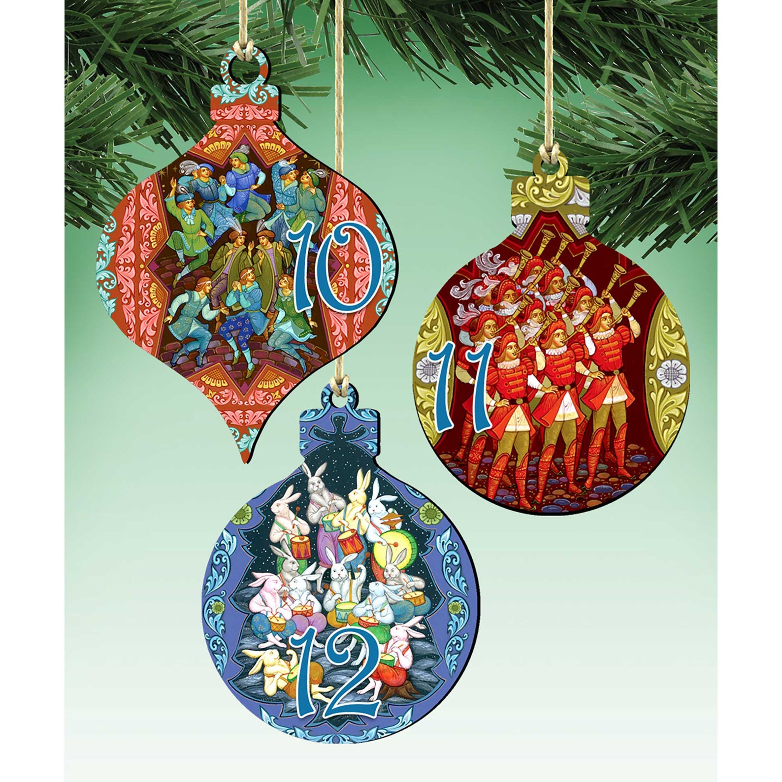 12 Days of Christmas Ornaments Set Classic Christmas Wooden - Etsy