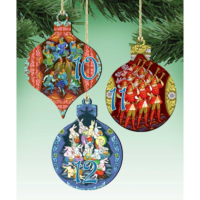 12 Days of Christmas Ornaments Set Classic Christmas Wooden - Etsy
