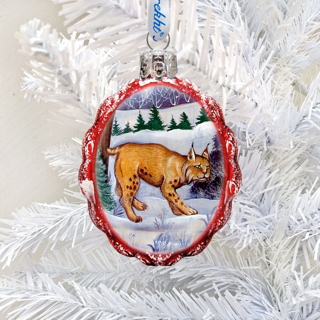 Bobcat Mercury Glass Ornament Nature Wildlife Decor - Handcrafted ...