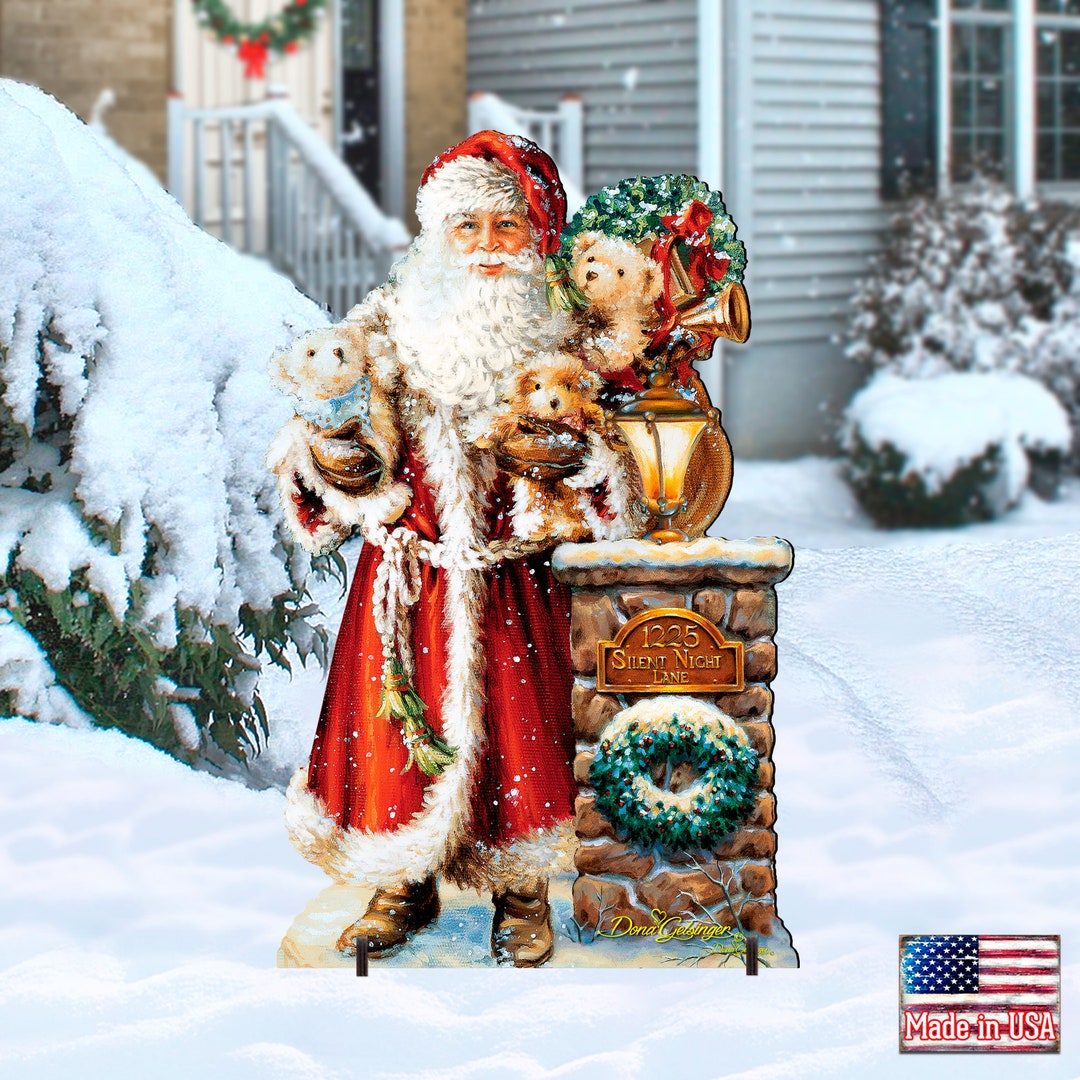 Outdoor Silent Night Santa Garden Yard Decor Lawn Scene Wooden ...
