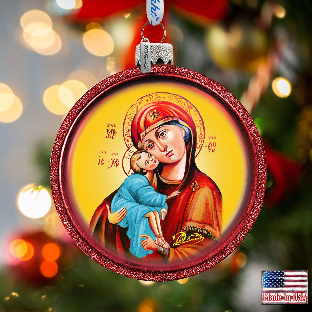 Mercury Glass Nativity Mary and Jesus Ornament - Christmas Decor ...