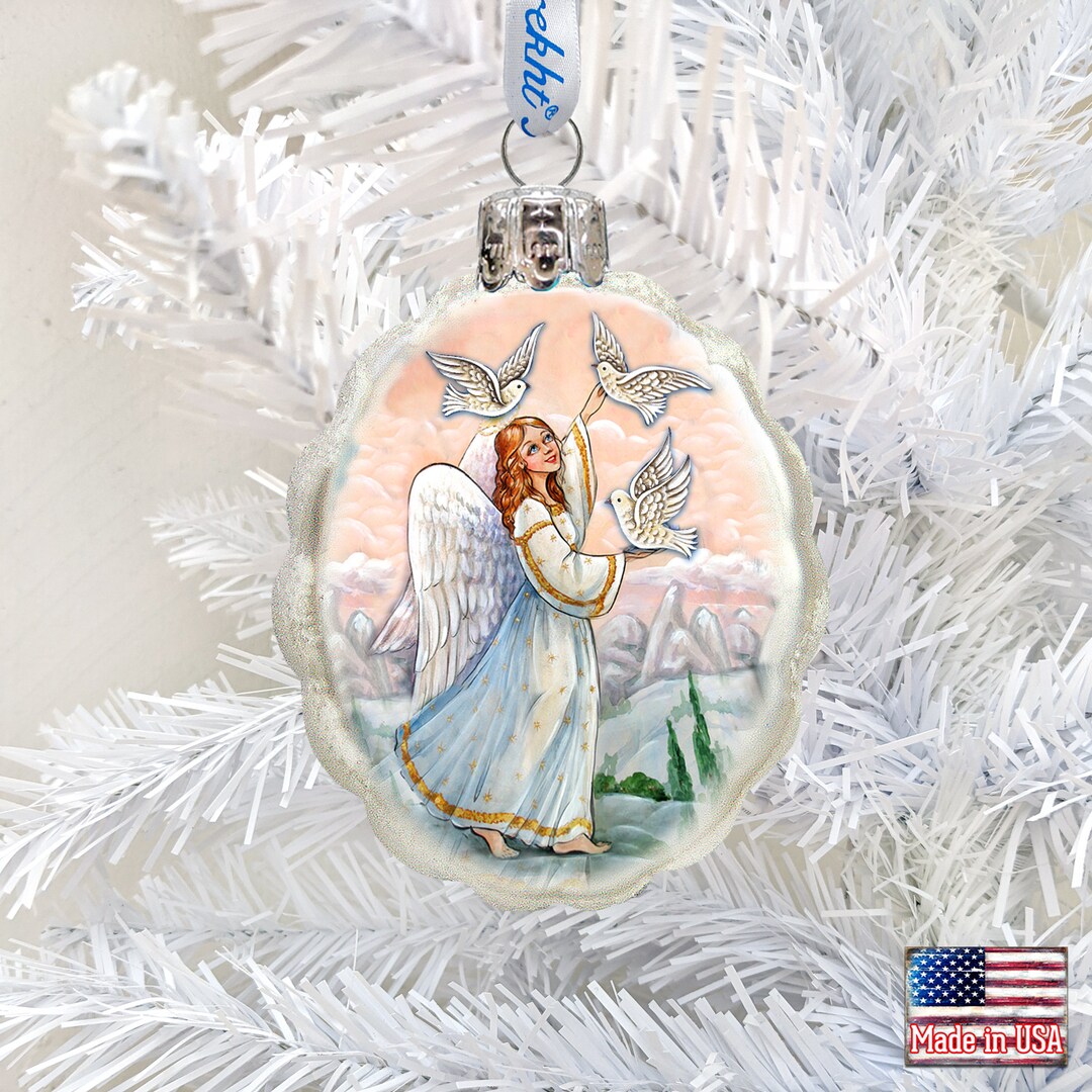 Angel With Doves Keepsake Mercury Glass Ornament - Handcrafted Nativity ...
