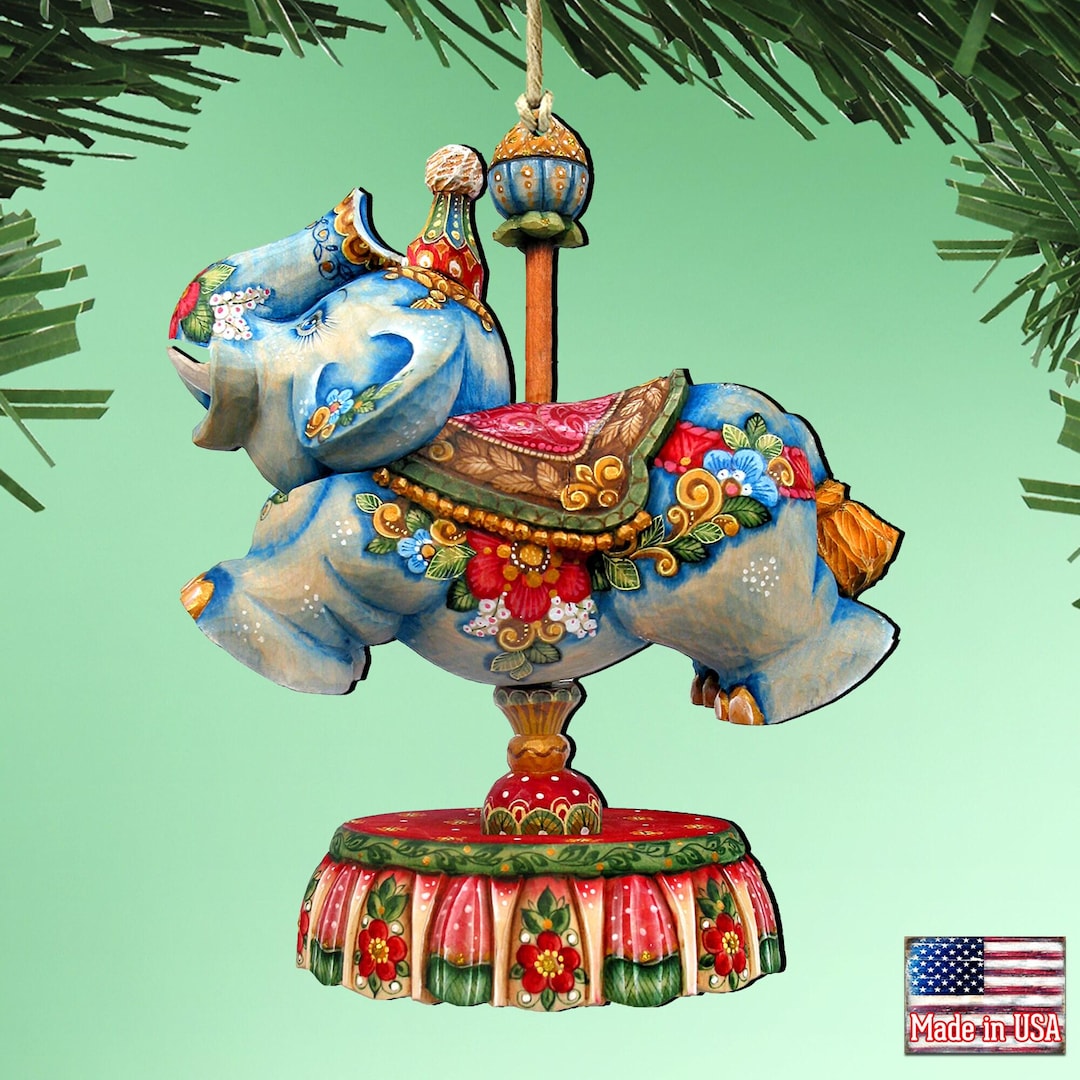 Carousel Elephant Ornament - Christmas Decor - Handcrafted Christmas ...