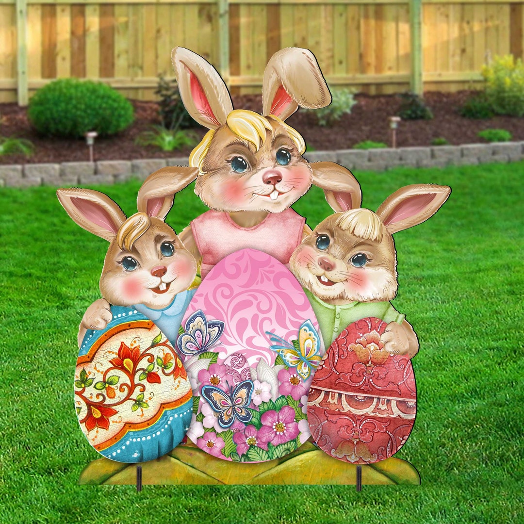 Outdoor Large Bunny Family With Eggs for Garden Yard and Lawn Decor ...