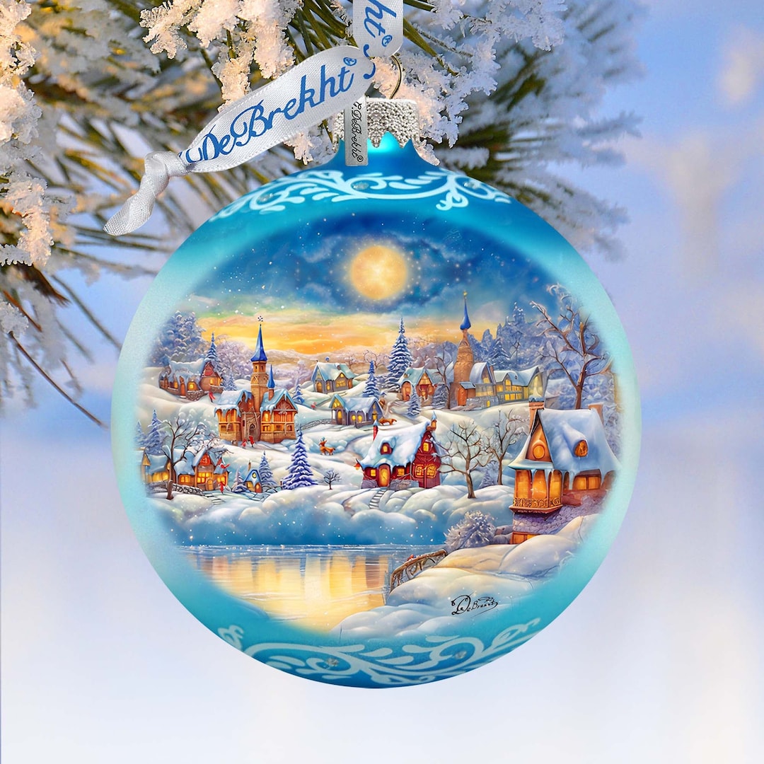 Magical Winter Village Ball Mercury Glass Ornament Nature Wildlife ...