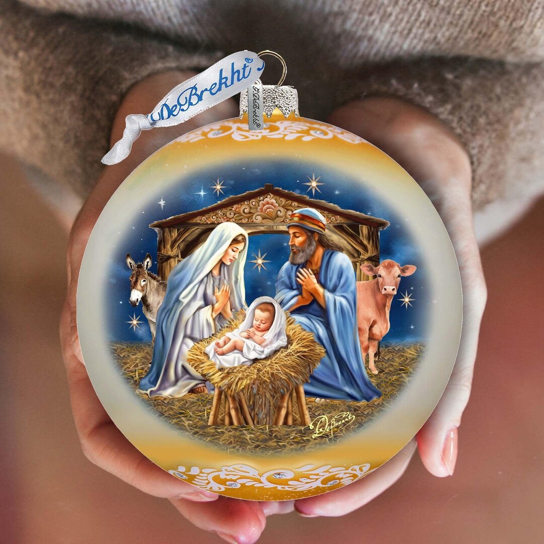 From Stable to Savior Large Mercury Glass Ornament - Nativity Holiday ...