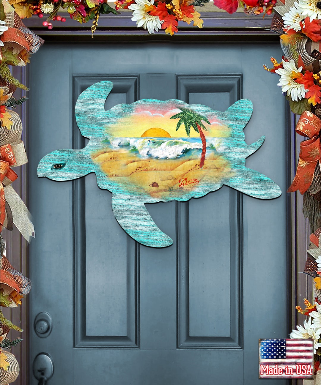 Sea Turtle Wall Art Door Hanger Wooden Wall, Coastal Beach Decor for ...