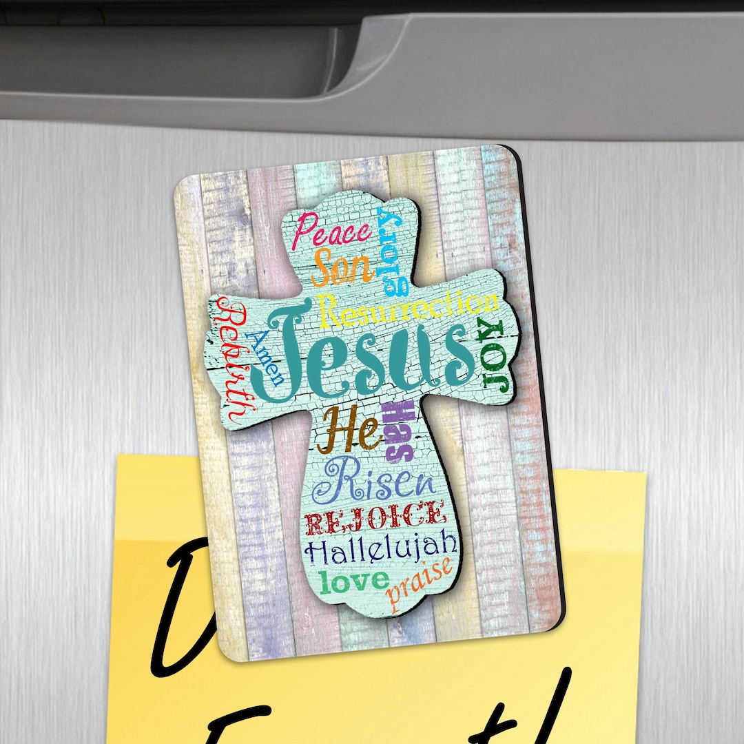 Jesus Cross Refrigerator Wooden Magnets Set of 3 8198715GT ...