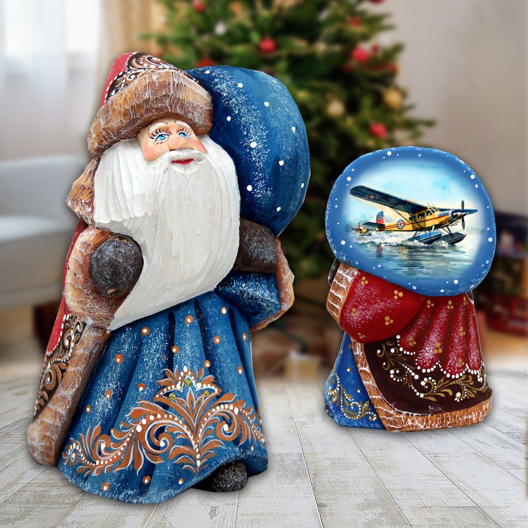 Santa With Bag Hand-painted WOODCARVED Masterpiece - Christmas Décor ...