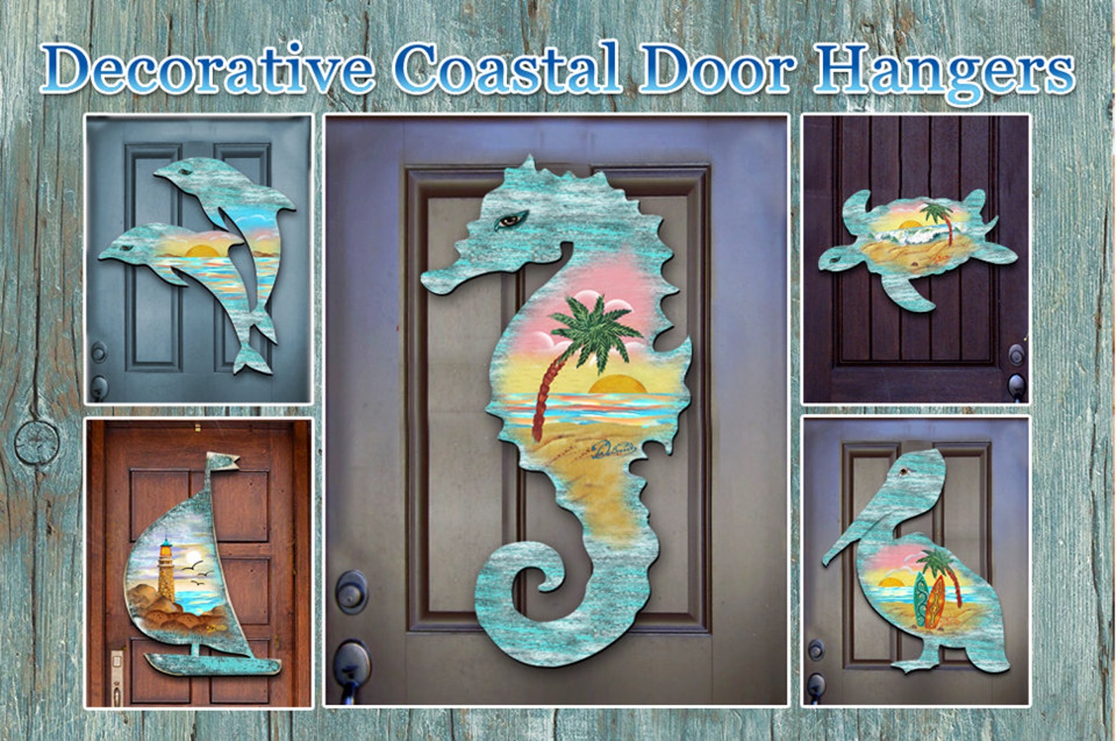 Pelican Door Hanger Coastal Decor - Beach Cottage Lake House Porch Art ...