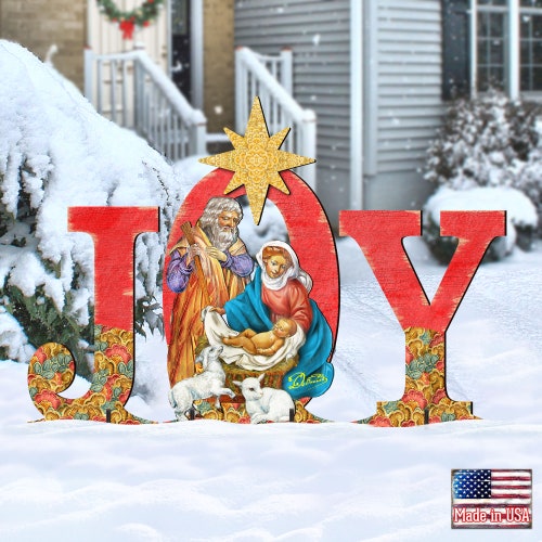 Outdoor Red Joy Nativity Display - Etsy