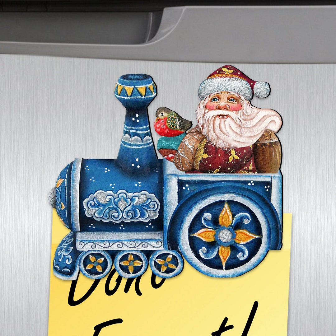 Wooden Fridge Magnets Santa Holiday Express Shaped Refrigerator Magnets ...