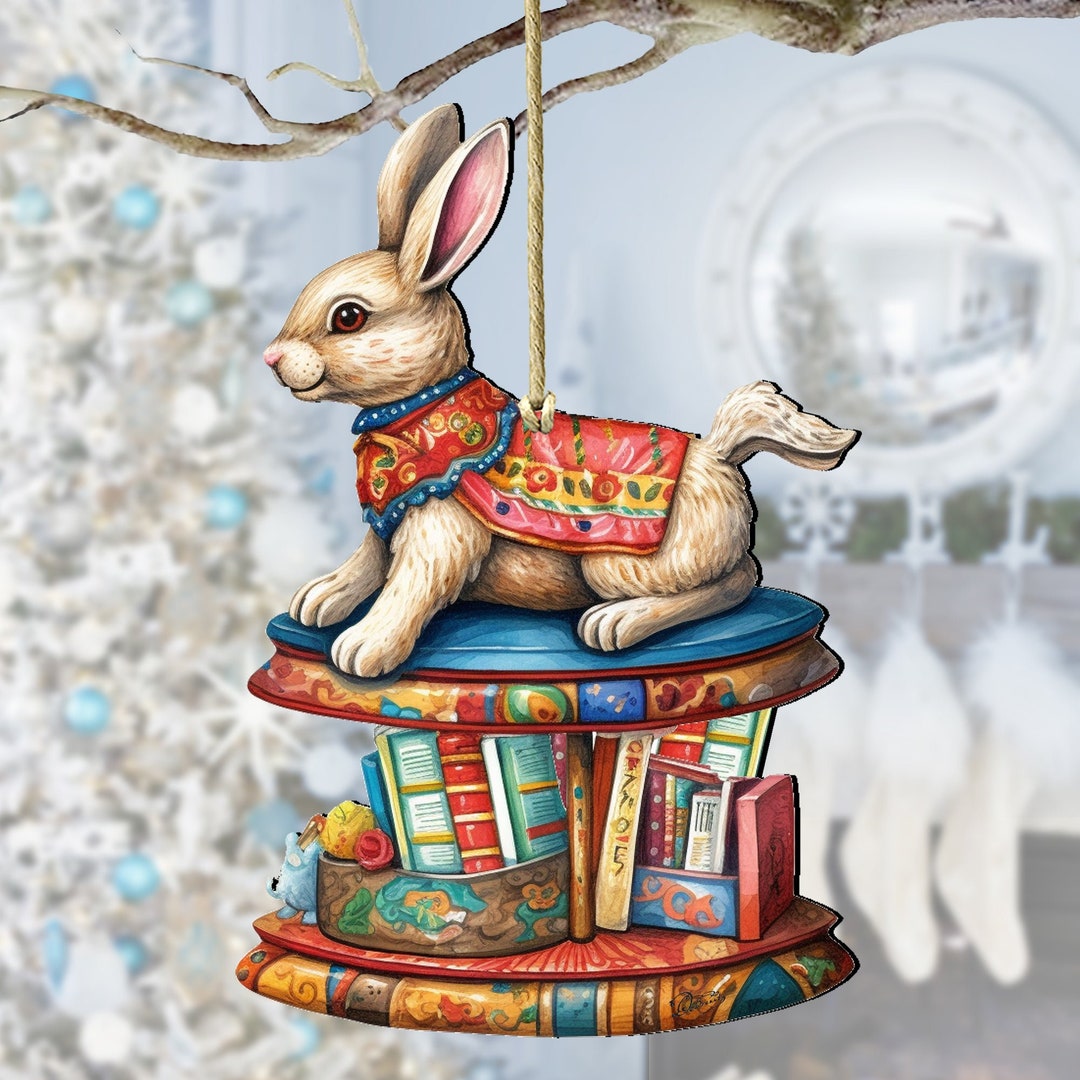 Carousel Bunny With Book Ornament - Christmas Easter and Spring ...
