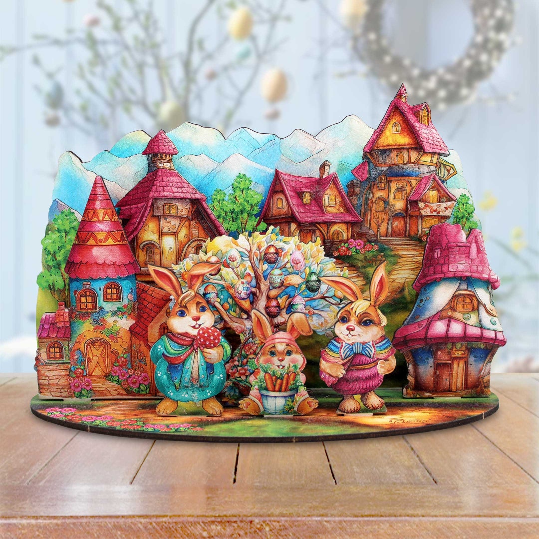 Easter Gift, Easter Decorations Easter Bunny Village Decorative Village ...