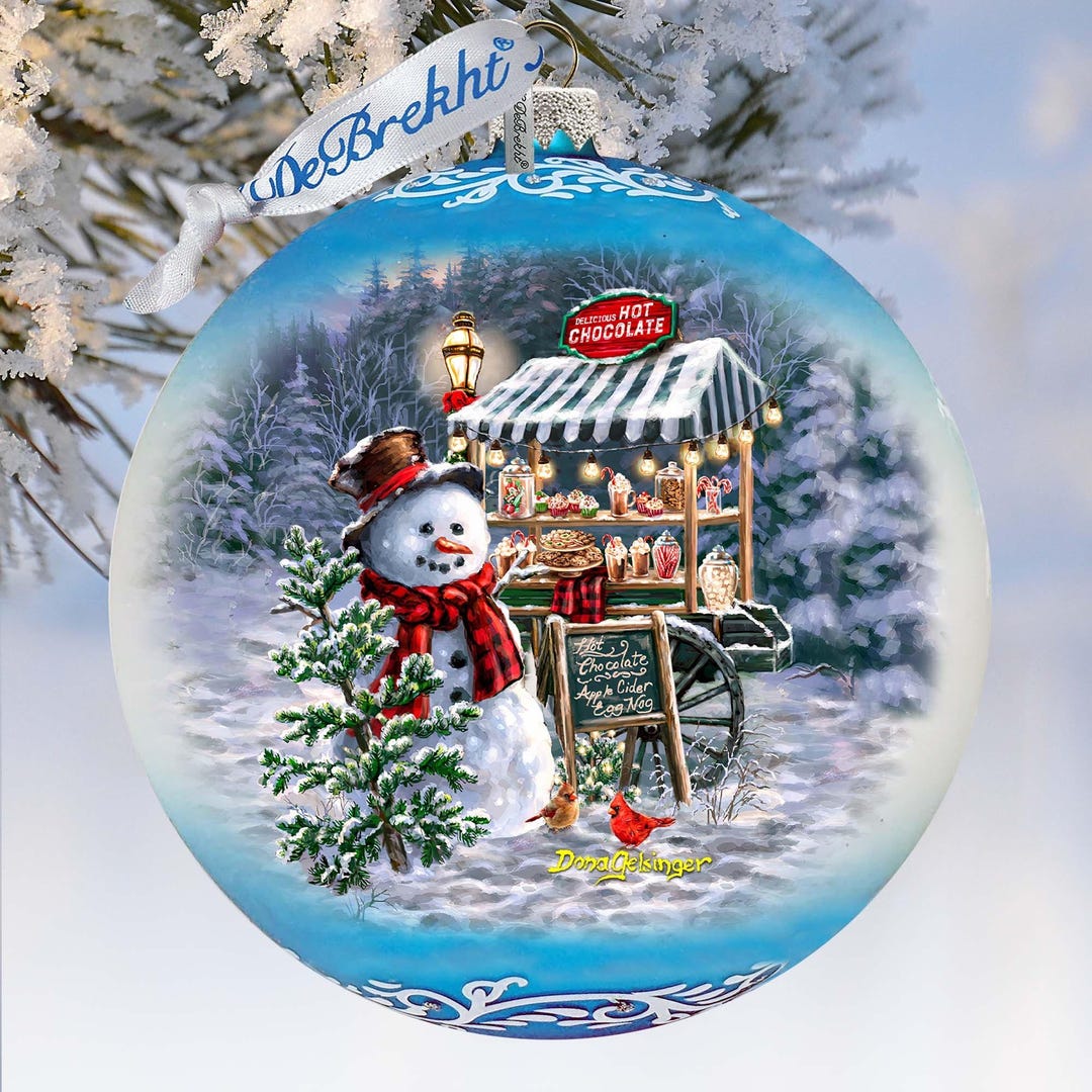 Hot Cocoa Magic - Frosty Fun 5-inch Ball Mercury Glass Ornament by D ...